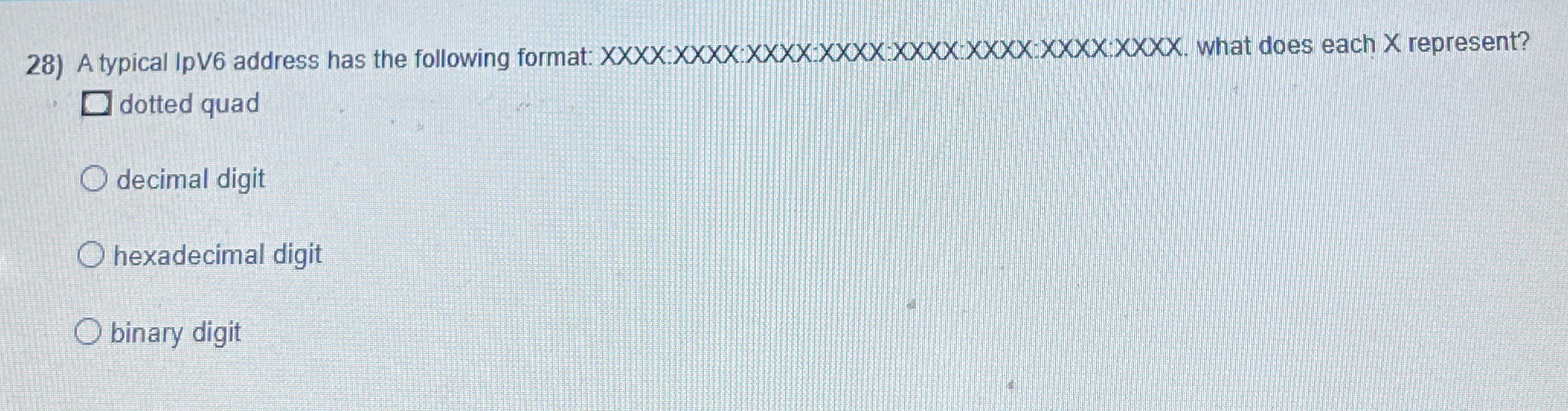 Solved A typical IpV6 ﻿address has the following format: | Chegg.com