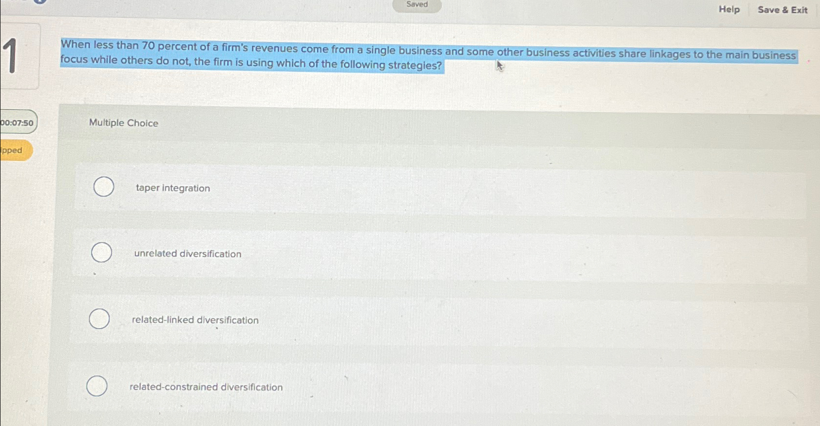 Solved SavedHelpSave & ExitWhen less than 70 ﻿percent of a | Chegg.com