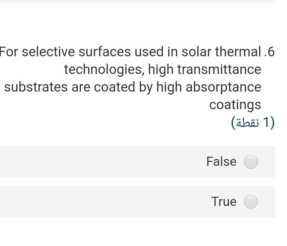 Solved For selective surfaces used in solar thermal .6 | Chegg.com