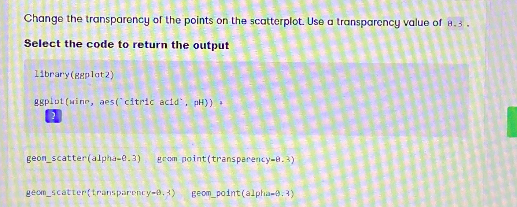 Change the transparency of the points on the | Chegg.com