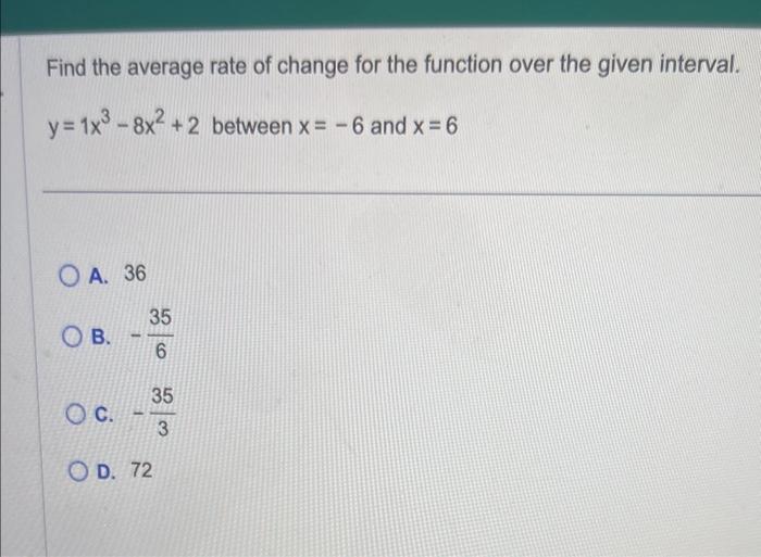 Solved Find the average rate of change from the function | Chegg.com Solved Find the average rate of change from the function | Chegg.com