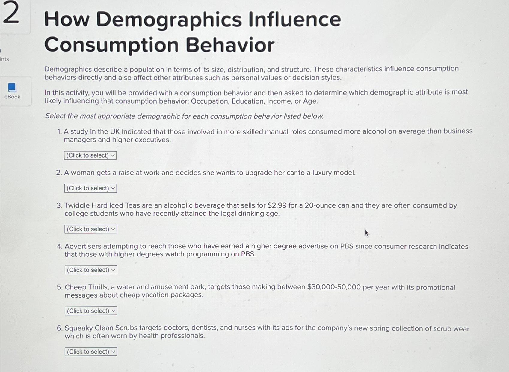 Solved How Demographics Influence Consumption | Chegg.com