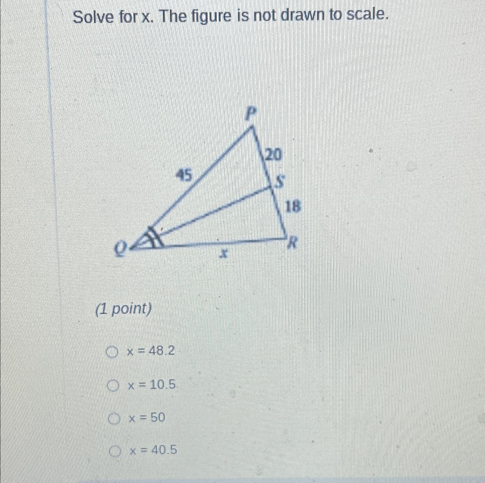 Solved Solve for x. ﻿The figure is not drawn to scale.(1 | Chegg.com