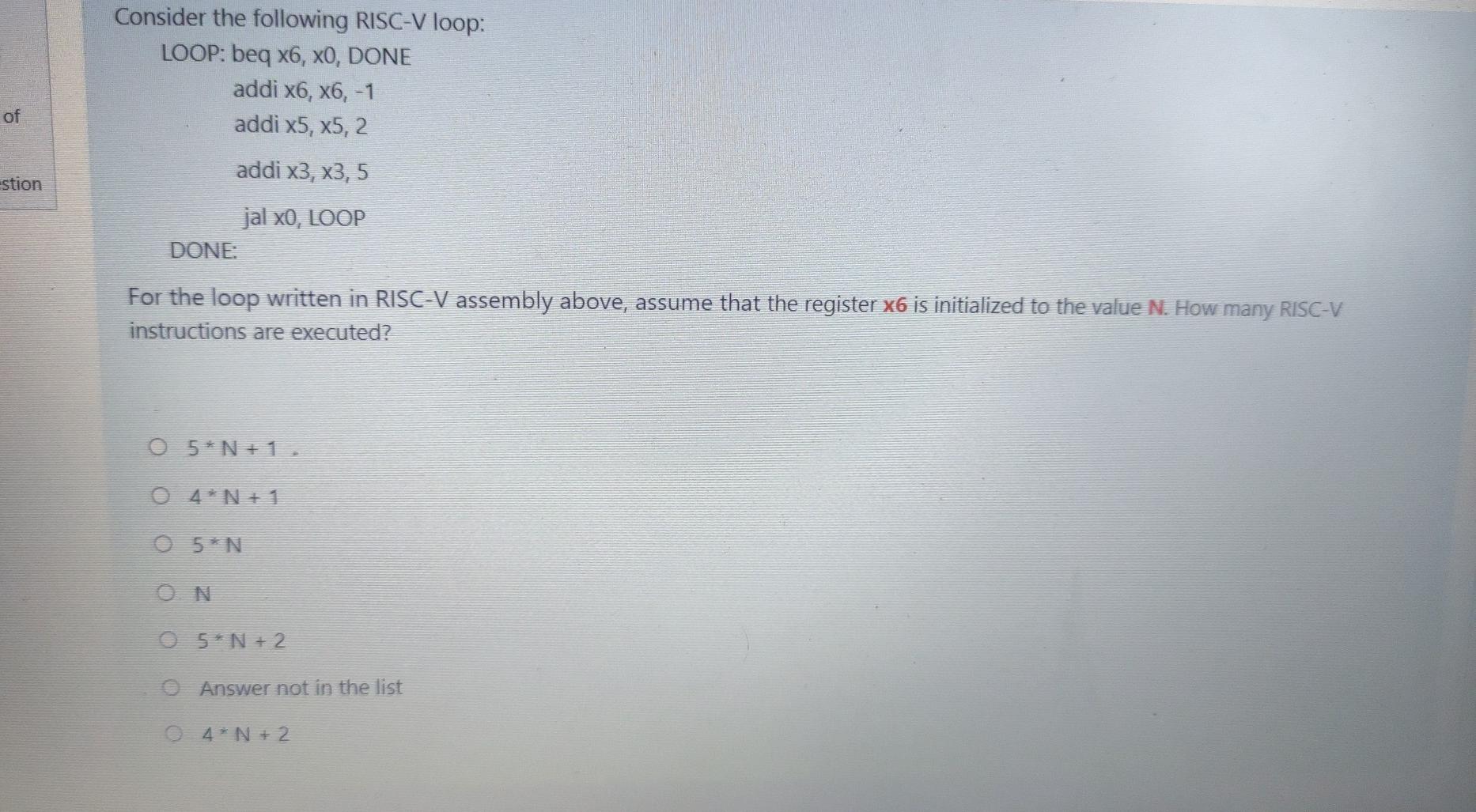 Solved Consider the following RISC-V loop: LOOP: beq x6, XO, | Chegg.com