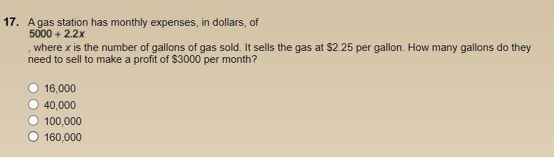 Solved 17. A gas station has monthly expenses, in dollars, | Chegg.com