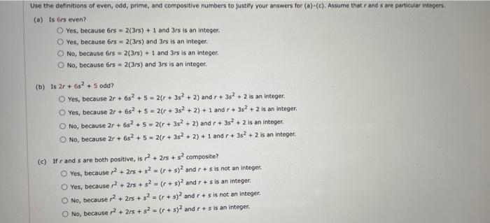 Solved Ise the definitions of even, odd, prime, and | Chegg.com