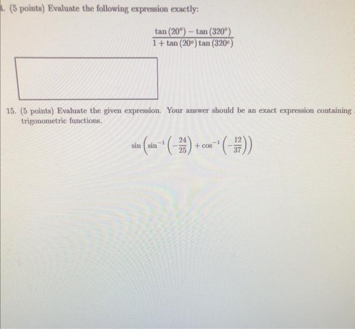 Solved (5 points) Evaluate the following expression exactly: | Chegg.com