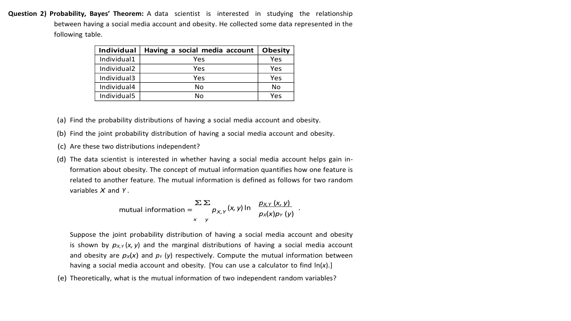 Solved Question 2) ﻿Probability, Bayes' Theorem: A data | Chegg.com