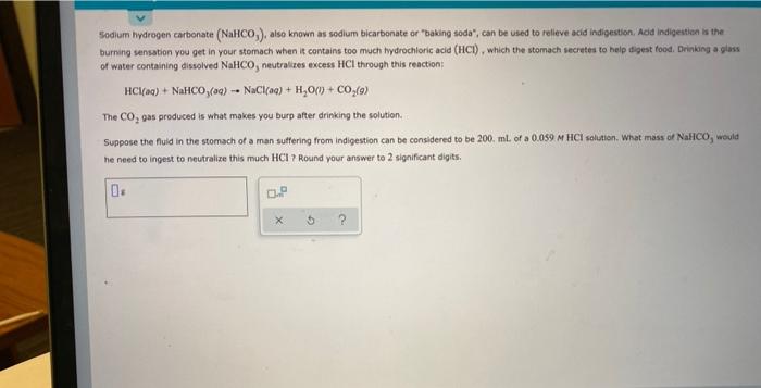 Solved Sodium hydrogen carbonate (NaHCO), also known as | Chegg.com