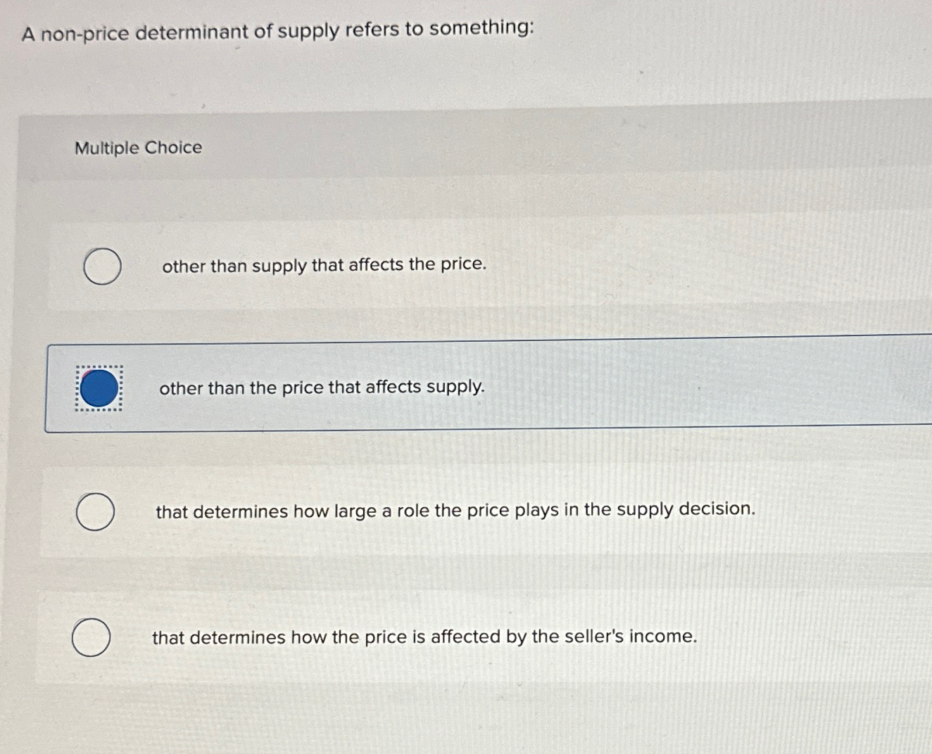 Solved A non-price determinant of supply refers to | Chegg.com