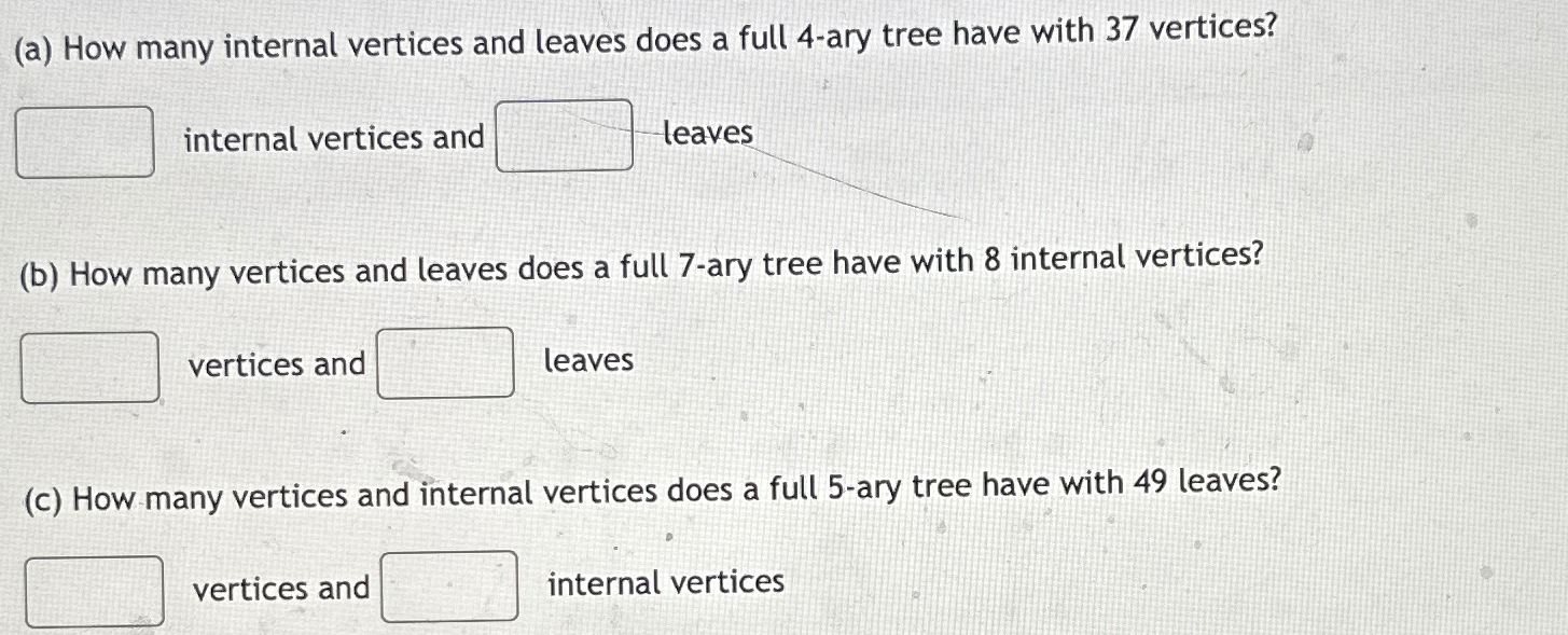 Solved A ﻿how Many Internal Vertices And Leaves Does A 