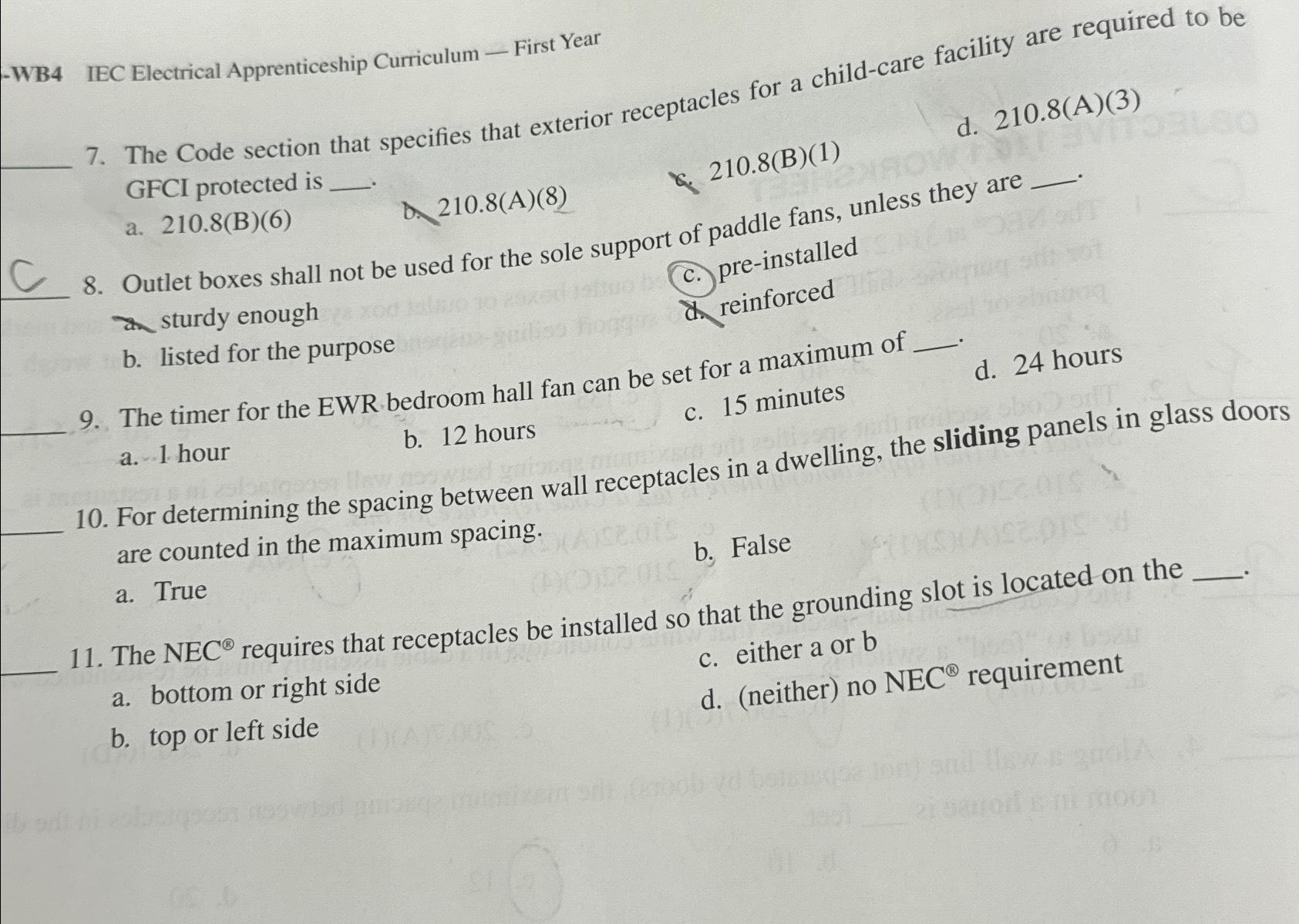 Solved IEC Electrical Apprenticeship Curriculum - ﻿First | Chegg.com