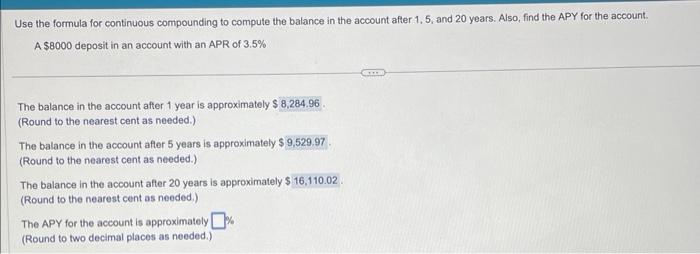 Solved Use the formula for continuous compounding to compute | Chegg.com