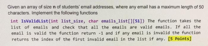 Solved in cemail must have 1 @ symbol, 1 '.', and the @ | Chegg.com