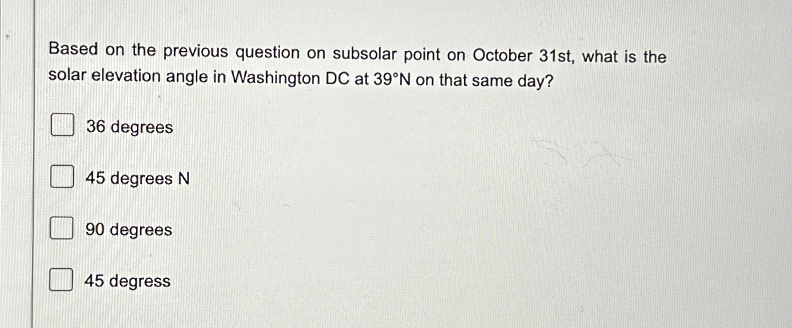 Solved Based on the previous question on subsolar point on | Chegg.com