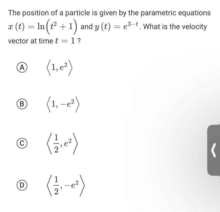 Solved The position of a particle is given by the parametric | Chegg.com