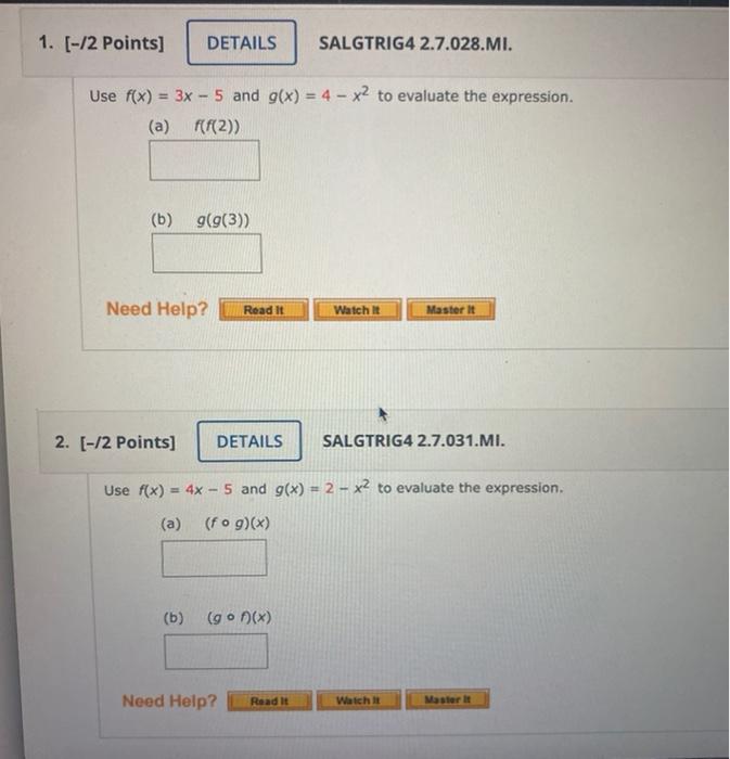 Solved 1. [-12 Points] DETAILS SALGTRIG4 2.7.028.MI. Use | Chegg.com