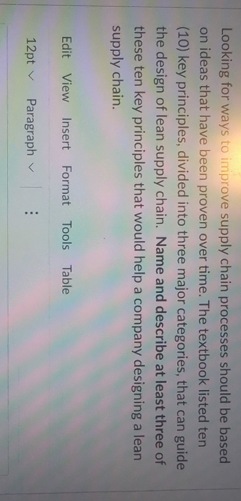 Solved Looking for ways to improve supply chain processes | Chegg.com