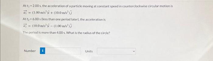 Solved At t1=2.00 s, the acceleration of a particle moving | Chegg.com