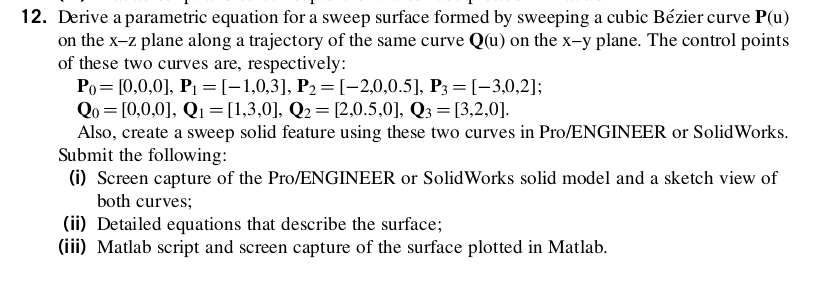 2. Derive a parametric equation for a sweep surface | Chegg.com