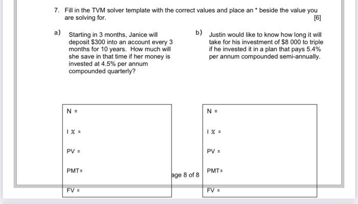 Solved 7. Fill in the TVM solver template with the correct | Chegg.com