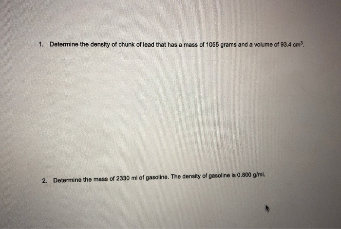 Solved 1. Determine the density of chunk of lead that has a | Chegg.com