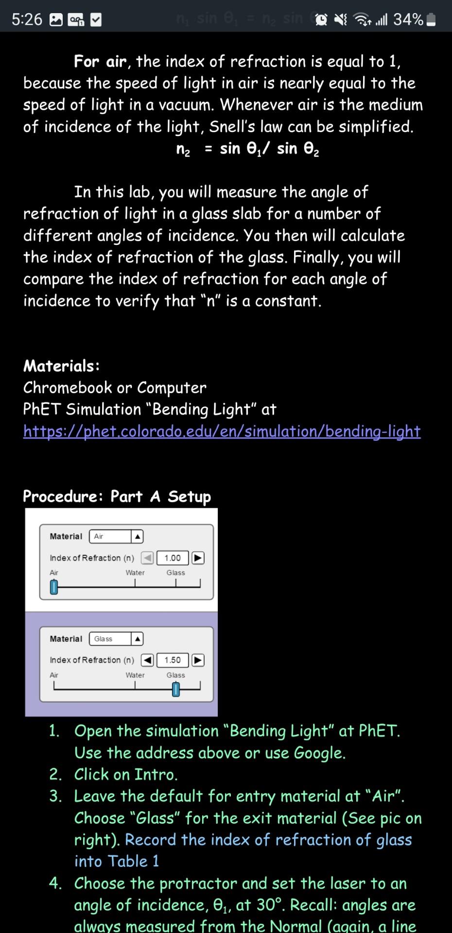 Solved 2.) Compare the values for index of refraction of | Chegg.com