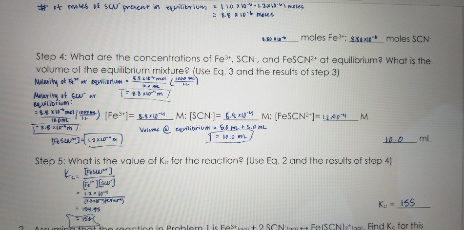 Solved 1. A student mixes 5.0 mL 2.00 x 10' M Fe(NO3 ) with | Chegg.com