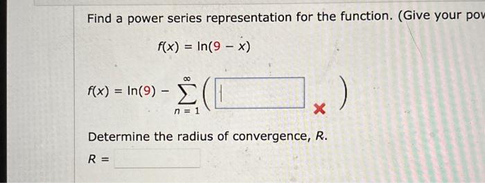 Solved Find a power series representation for the function. | Chegg.com