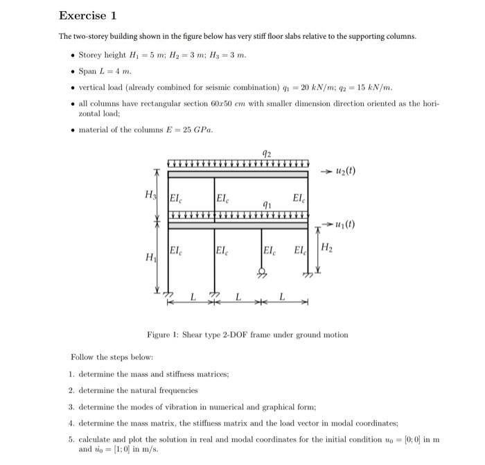 Solved The two-storey building shown in the figure below has | Chegg.com