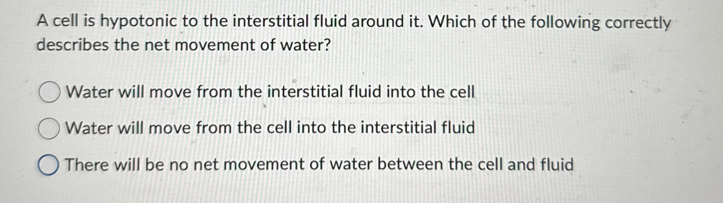 Solved A cell is hypotonic to the interstitial fluid around | Chegg.com
