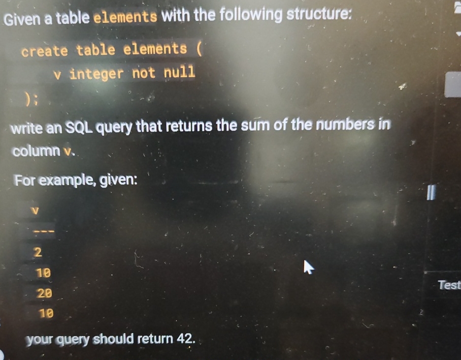 Solved Given a table elements with the following | Chegg.com