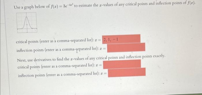 Solved Use a graph below of f(x)=3e−4x2 to estimate the | Chegg.com