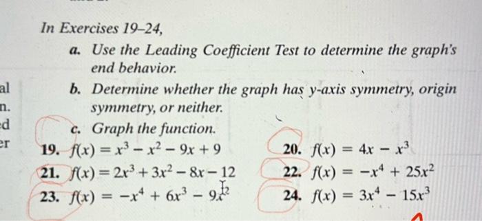 Solved In Exercises 19-24, a. Use the Leading Coefficient | Chegg.com