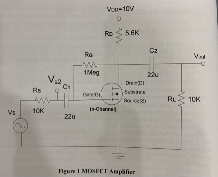 Solved 1. For the MOSFET CS amplifier circuit shown in | Chegg.com