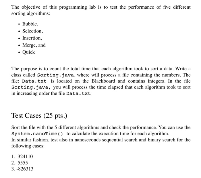 Solved The objective of this programming lab is to test the | Chegg.com
