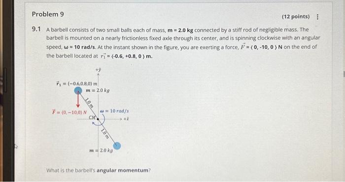 Solved What is the barbell's angular momentum? | Chegg.com
