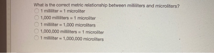 Solved What is the correct metric relationship between | Chegg.com