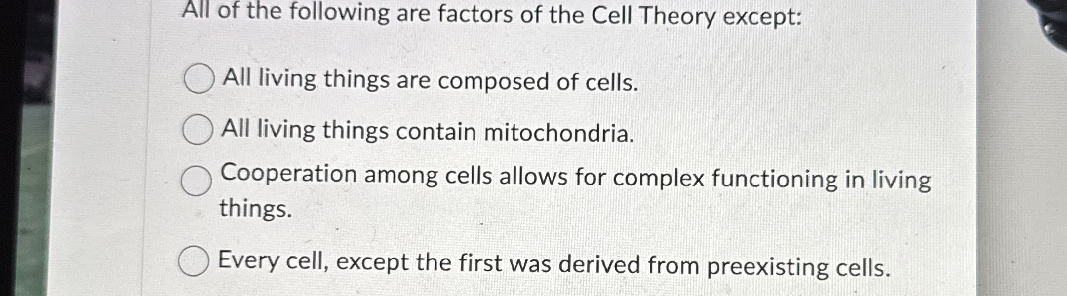Solved All of the following are factors of the Cell Theory | Chegg.com