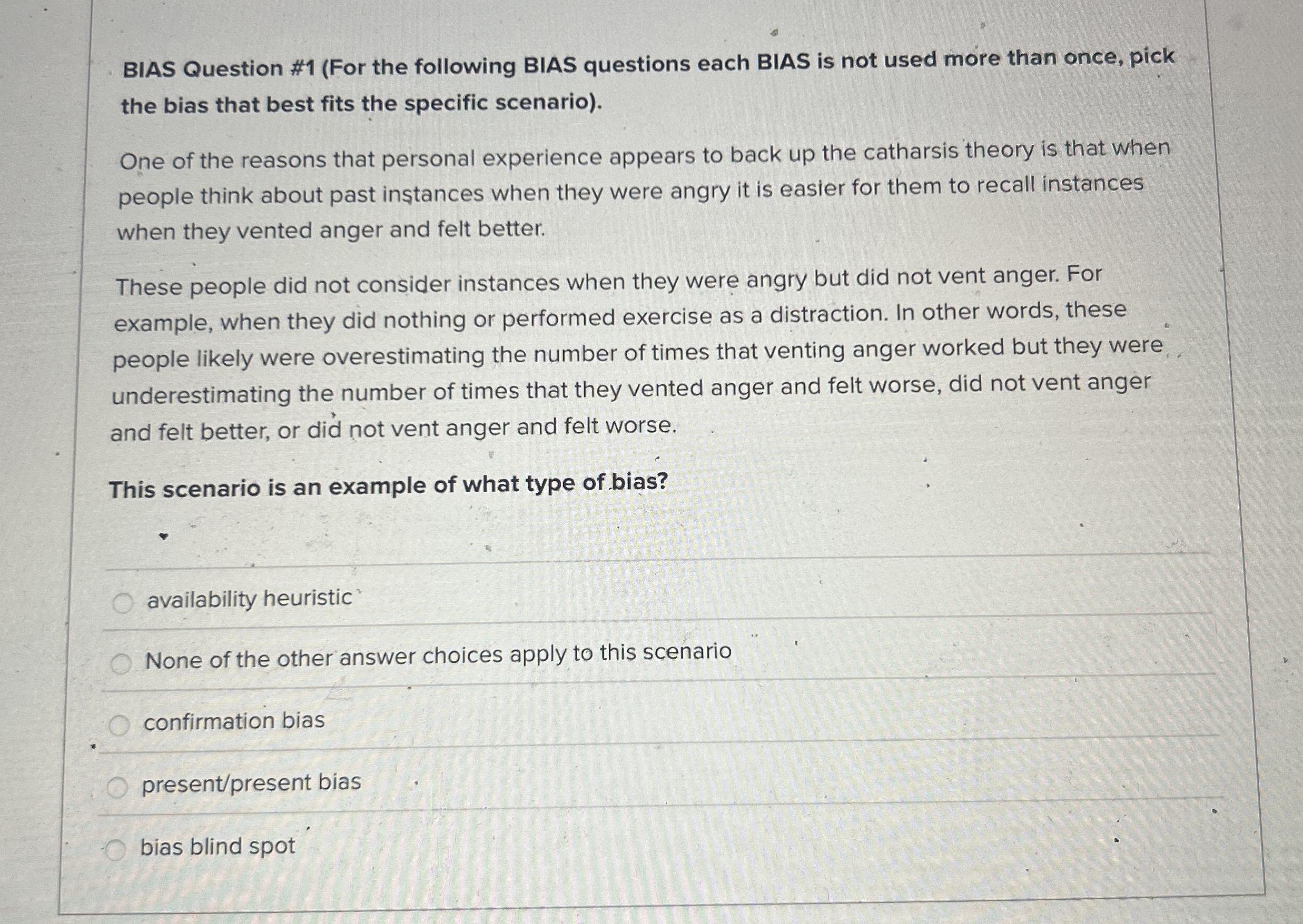 Solved BIAS Question #1 (For the following BIAS questions | Chegg.com