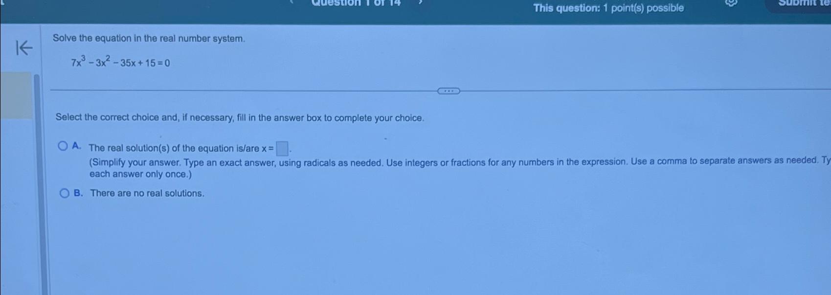 Solved Solve the equation in the real number | Chegg.com