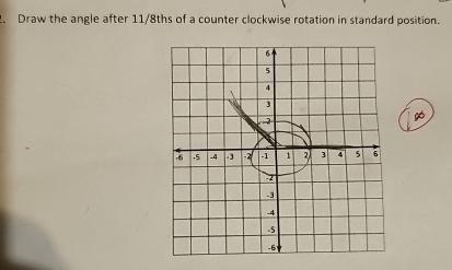 Solved Draw the angle after 118 ﻿ths of a counter clockwise | Chegg.com