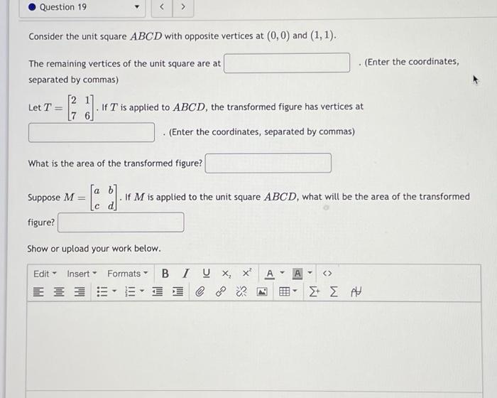 Solved Consider the unit square ABCD with opposite vertices | Chegg.com