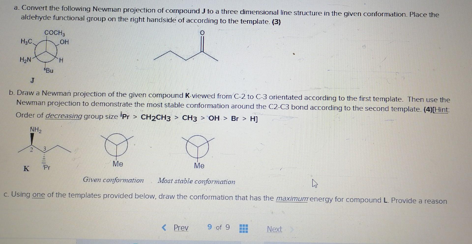 Solved a. Convert the following Newman projection of | Chegg.com