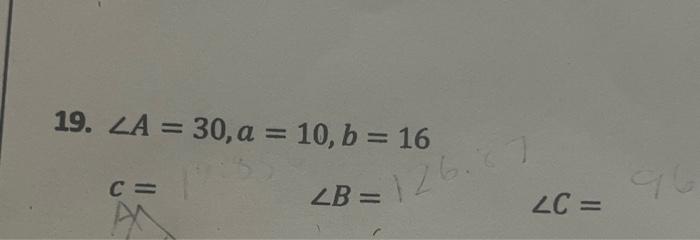 Solved solve triangle completely using the law of sines or | Chegg.com