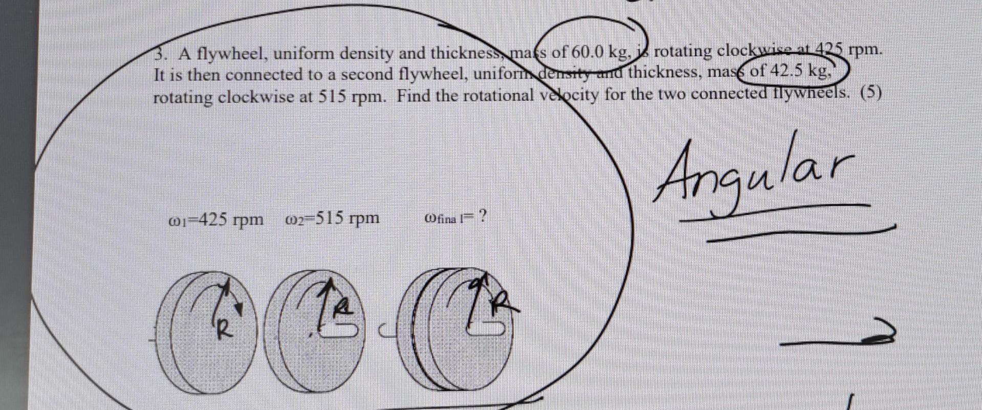 Solved 3. A flywheel, uniform density and thickness mas of | Chegg.com