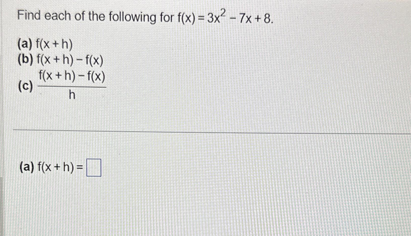Solved Find each of the following for | Chegg.com