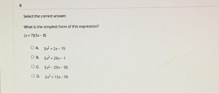 Solved Select the correct answer. Which expression is | Chegg.com Solved Select the correct answer. Which expression is | Chegg.com