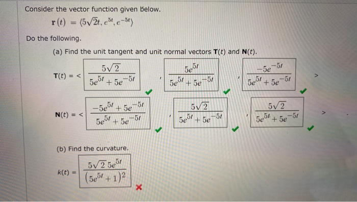 Solved Consider the vector function given below. r(t) = | Chegg.com