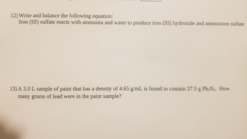 Solved 12) Write and balance the following equation: Iron | Chegg.com